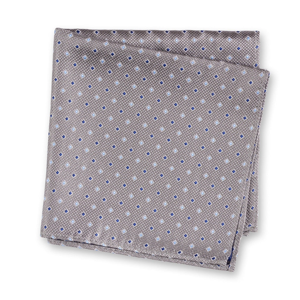 Silver Square Patterned Silk Woven Handkerchief – The Tie Store