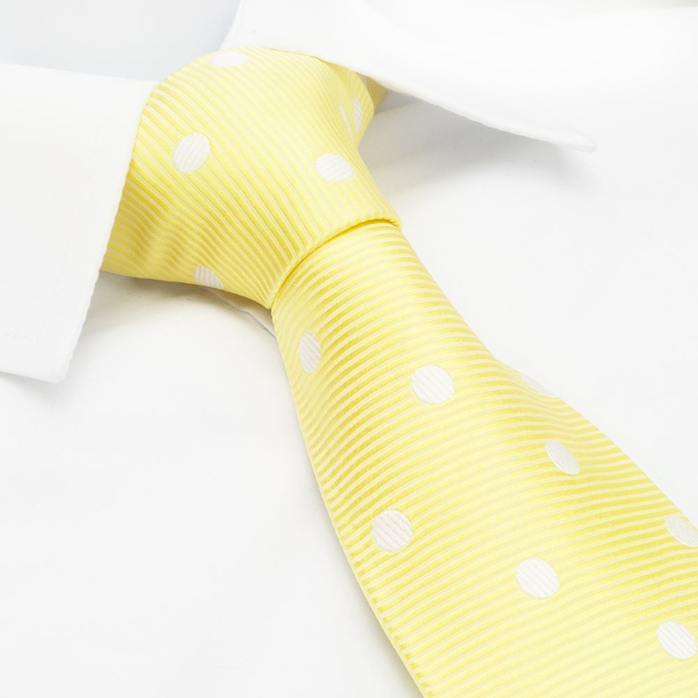 Yellow Silk Tie With White Polka Dots – The Tie Store