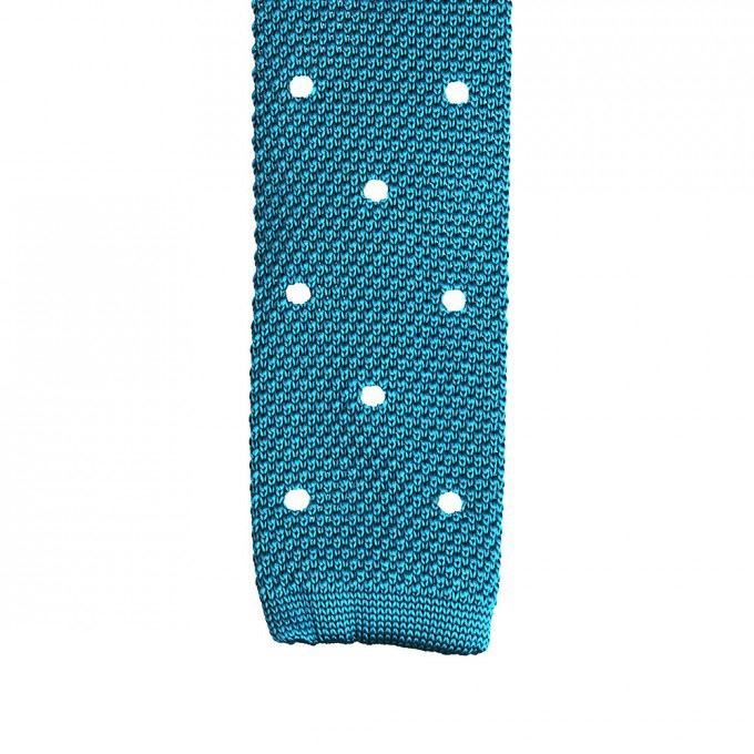 Cyan Polka Dot Knitted Square Cut Tie – The Tie Store