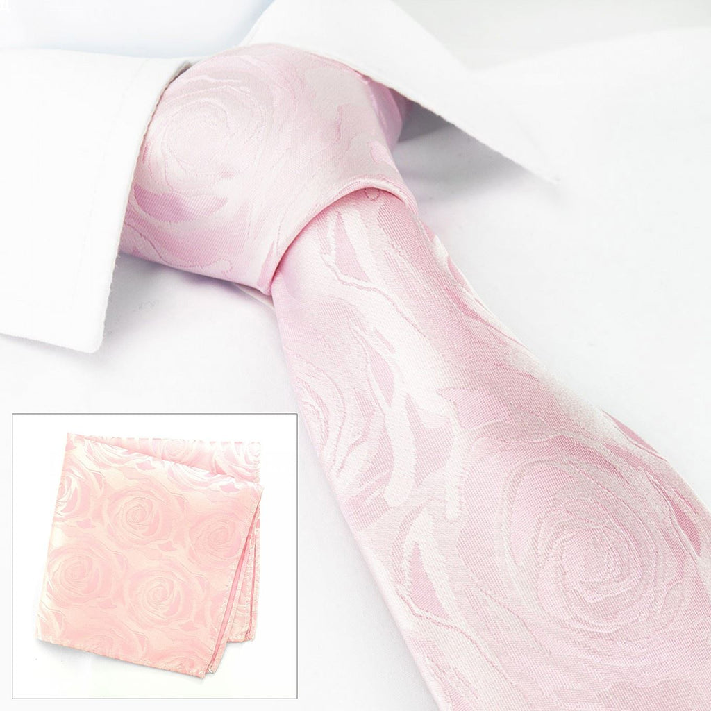 Pink Rose Luxury Woven Silk Tie & Handkerchief Set – The Tie Store