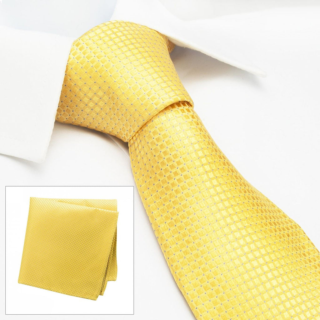 Gold Micro Square Woven Silk Tie & Handkerchief Set – The Tie Store