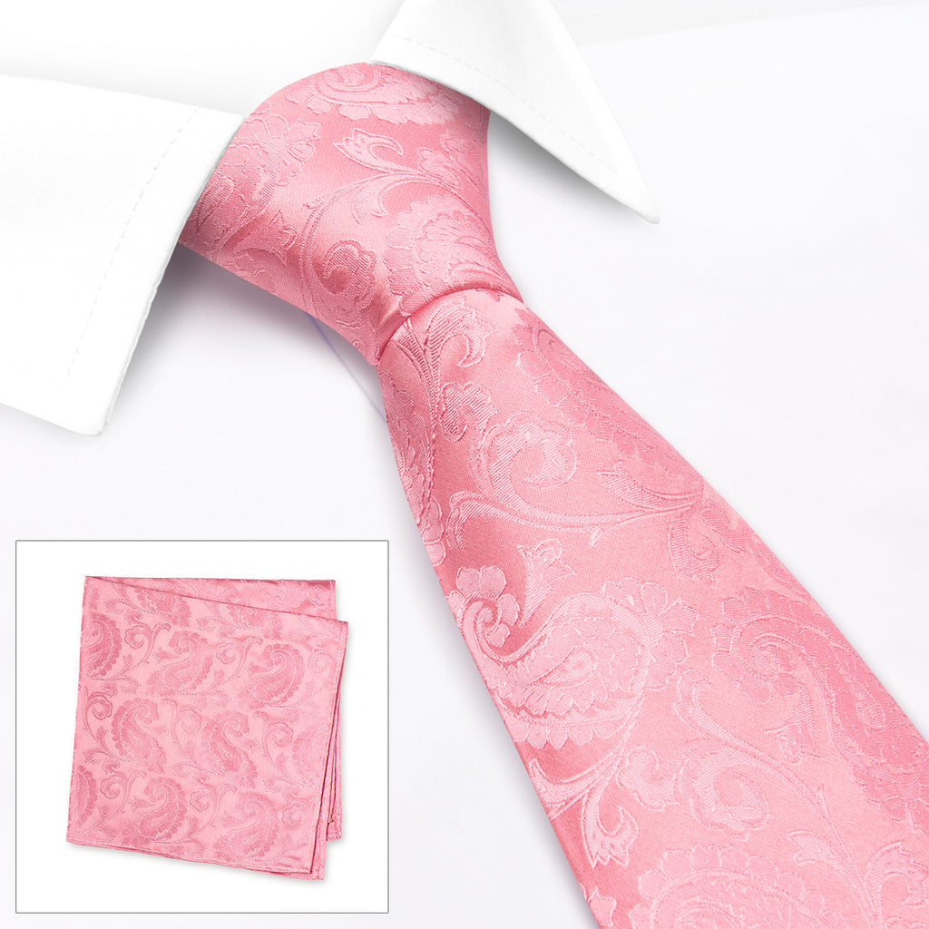 Classic Pink Paisley Silk Tie & Handkerchief Set – The Tie Store