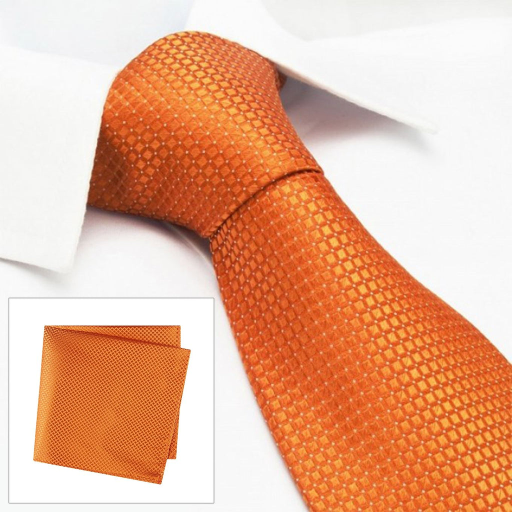 Orange Micro Square Woven Silk Tie & Handkerchief Set – The Tie Store