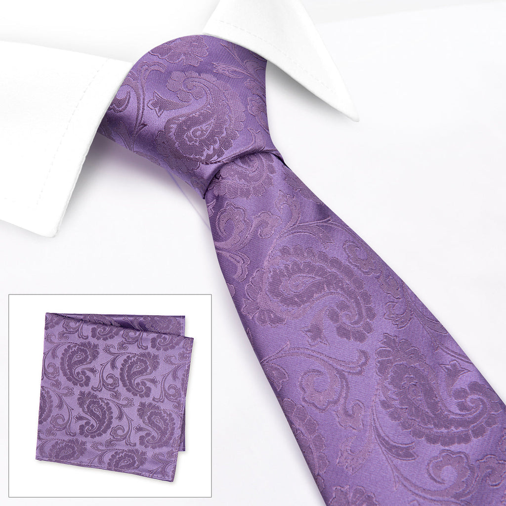 Classic Lilac Paisley Silk Tie & Handkerchief Set – The Tie Store