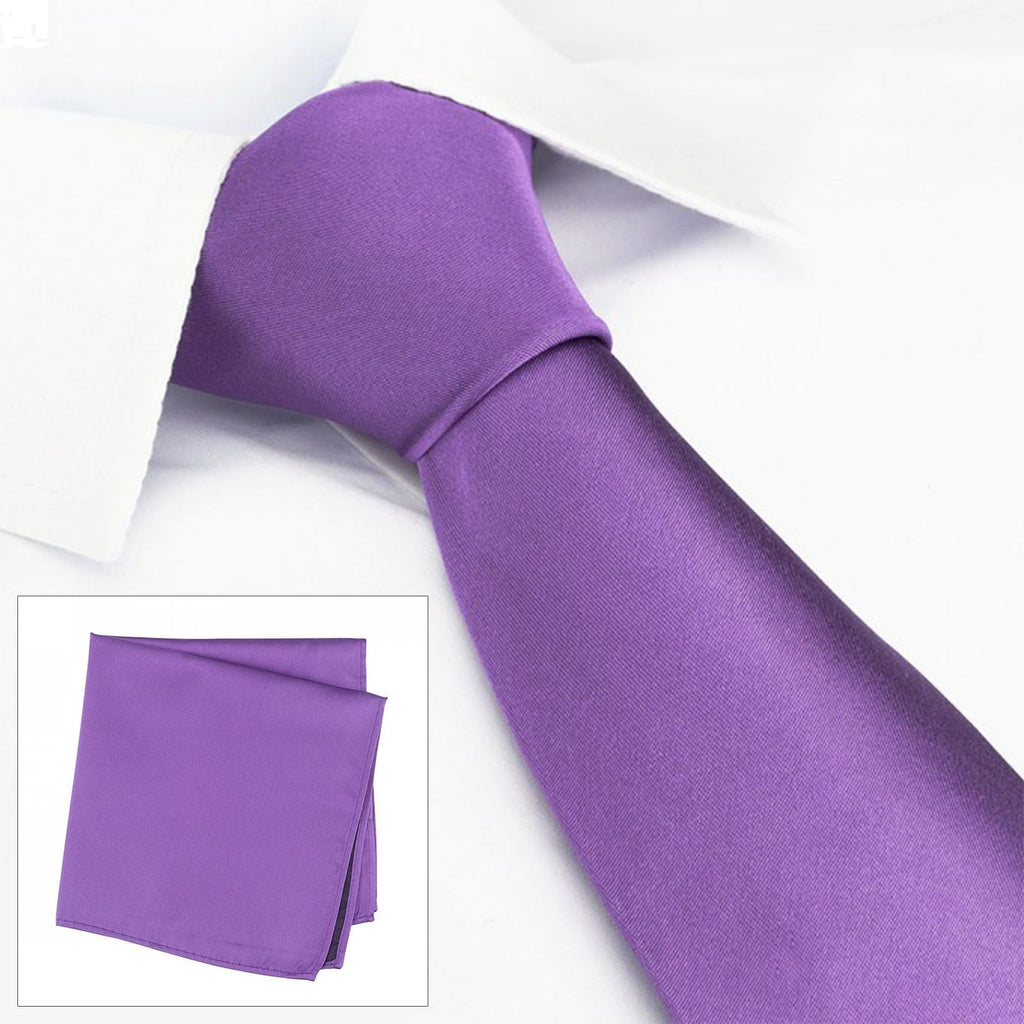 Plain Purple Silk Tie & Handkerchief Set – The Tie Store