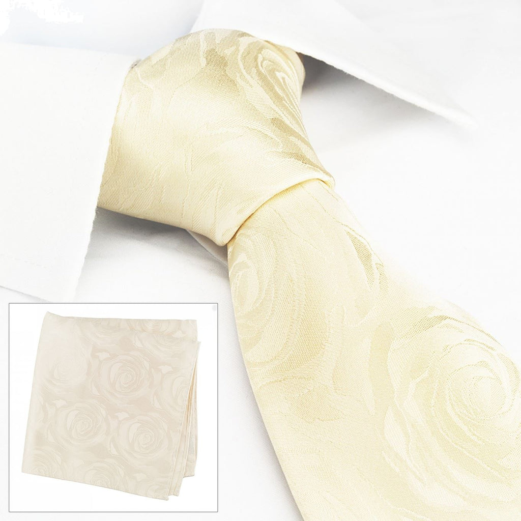 Ivory Rose Silk Tie & Handkerchief Set – The Tie Store