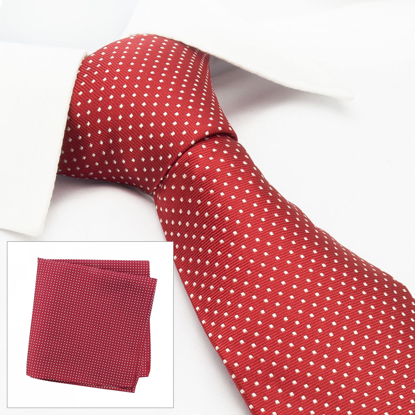 Red Neat Pin Dot Silk Tie & Handkerchief Set – The Tie Store