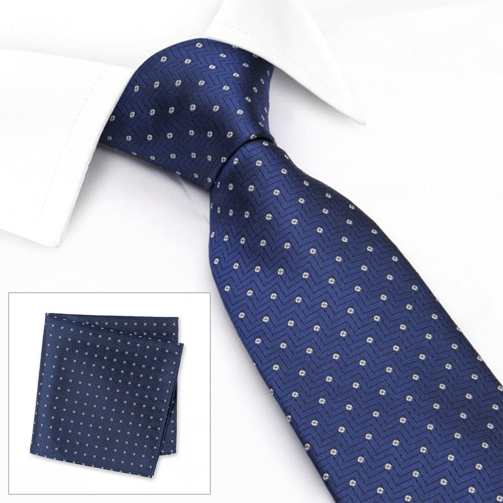 Blue Micro Flower Aztec Silk Tie & Handkerchief Set – The Tie Store