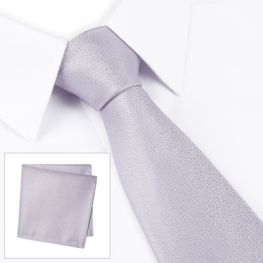 Pastel Lilac Textured Woven Silk Tie & Handkerchief Set – The Tie Store