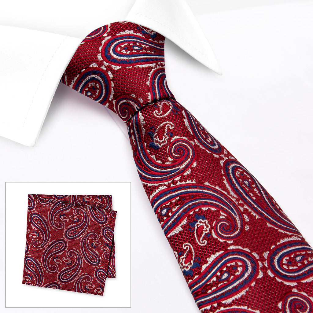Red Large Paisley Silk Tie & Handkerchief Set – The Tie Store