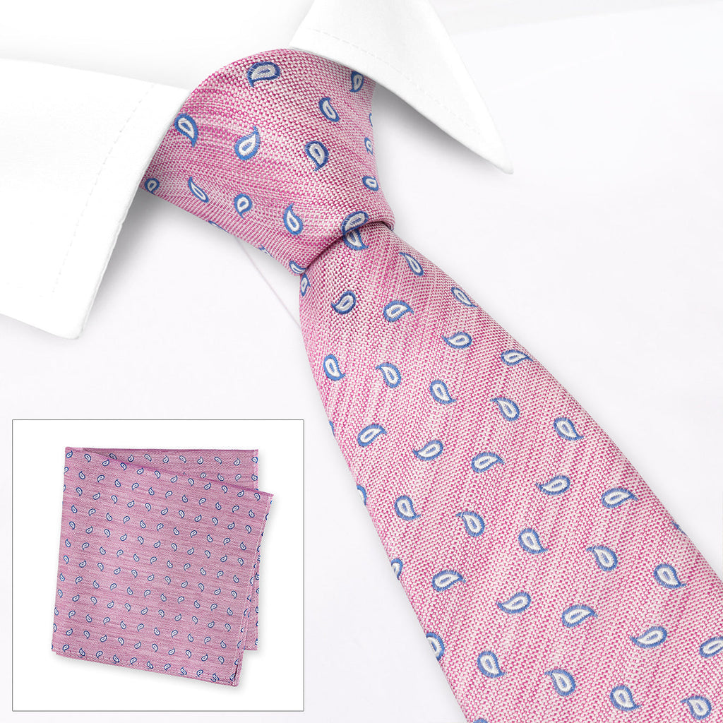 Pink Micro Paisley Woven Silk Tie & Handkerchief Set – The Tie Store