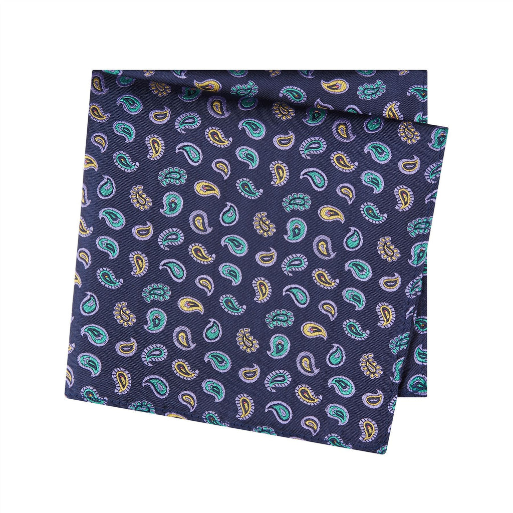 Navy Paisley Tear Drop Silk Handkerchief – The Tie Store